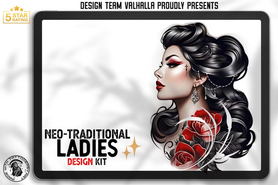 Neo-traditional Ladies Creative Kit, 180 Custom Made Quality Elements ...