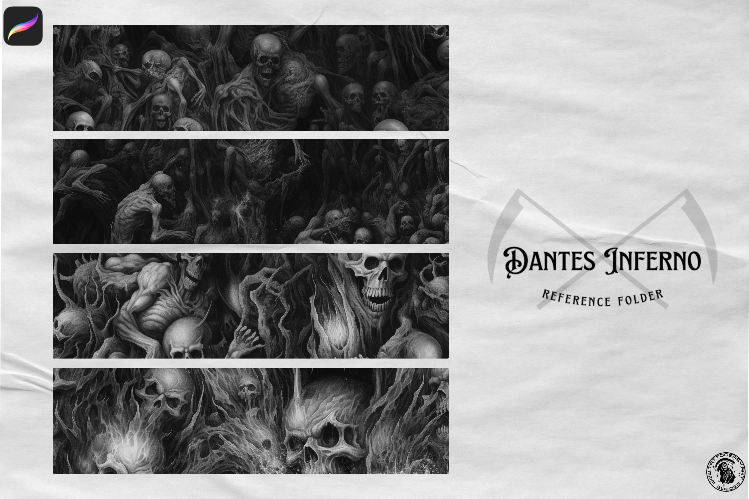 Procreate, Dantes Inferno & Skull templates - references and custom ...