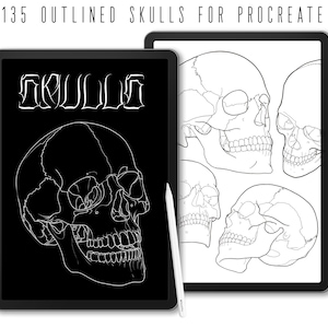 Skull Stencil/reference Bundle, 135 Outlined Skulls, Tattoo Stencils ...