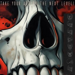 Skull Stencil/reference Bundle, 135 Outlined Skulls, Tattoo Stencils ...