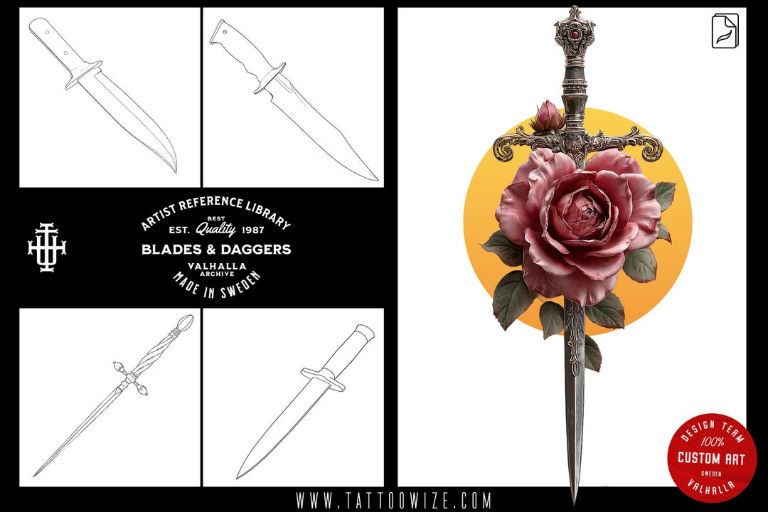 Procreate & Png, Artist Reference Library ~ Dagger References, Original ...
