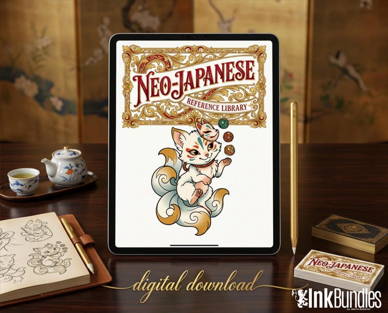 Neo Traditional Japanese Tattoo Reference Kit, Procreate Stamps + PNG ...