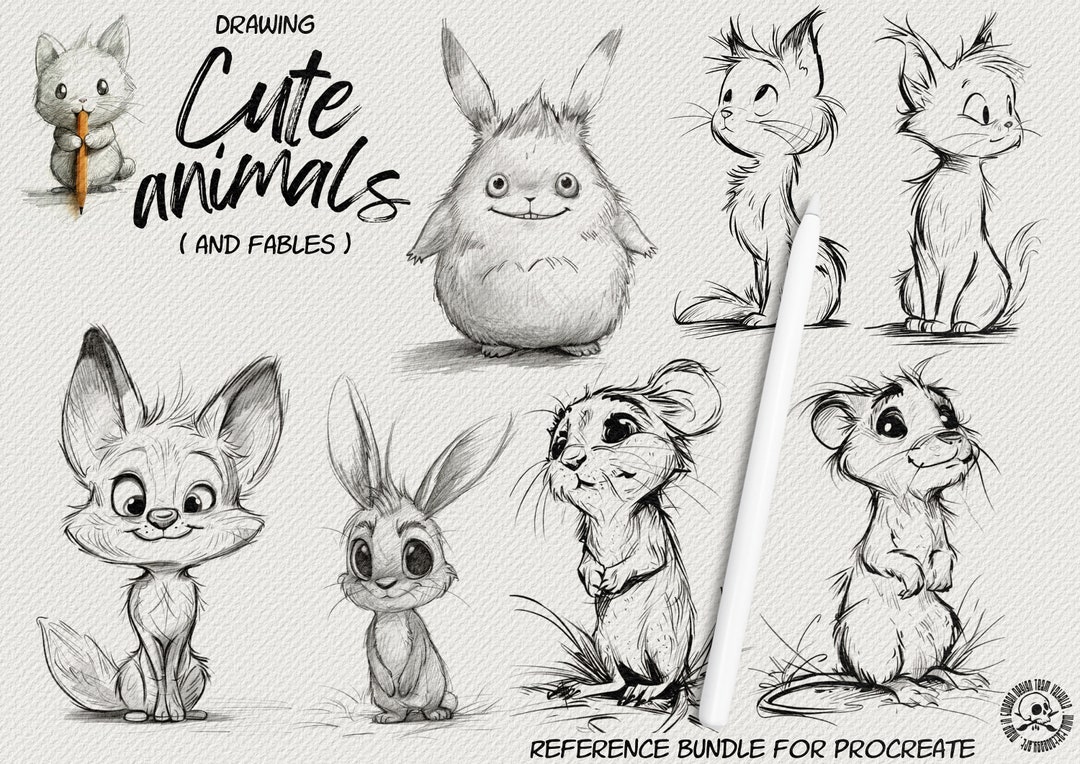 Start Drawing Cute Cartoon Characters, Design Bundle for Procreate - Etsy