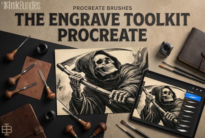 Procreate Engraving Brush Kit: 360+ Woodcut Texture Brushes & Canvas ...