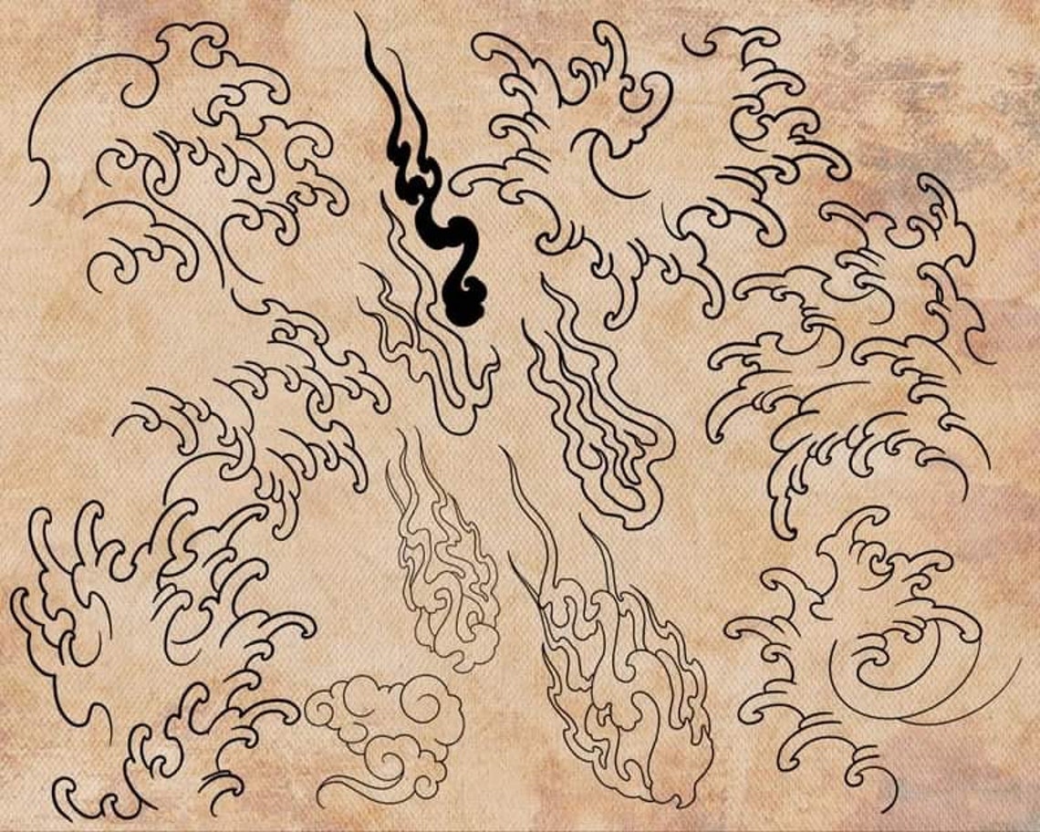 Procreate Japanese Tattoo Waves Kit and Some Other Stuff / - Etsy