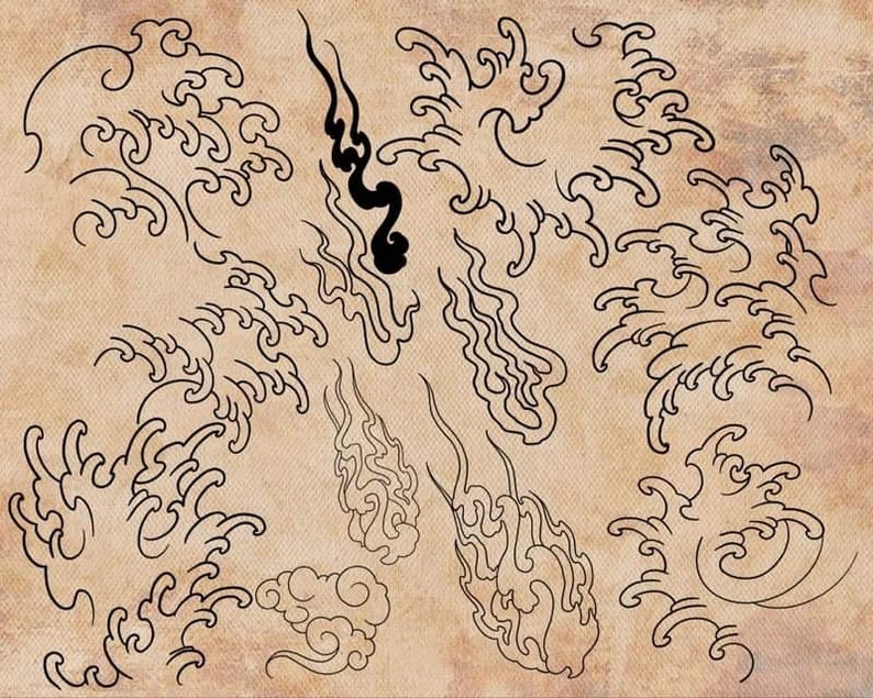 Procreate Japanese Tattoo Waves Kit and Some Other Stuff / - Etsy