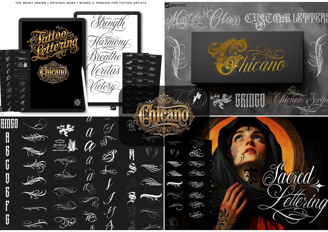 Chicano Lettering Kit - Procreate XL | Cholo ( Digital Download ...