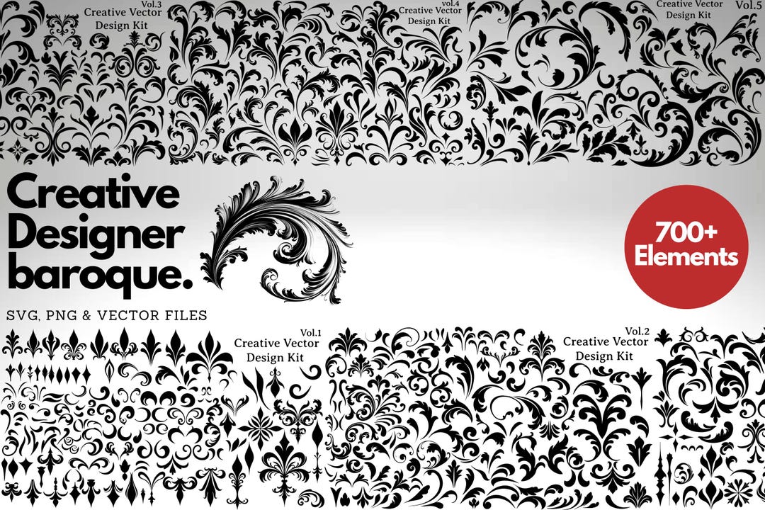 Baroque Design Elements Kit: Vector Art, SVG & PNG Files - Etsy