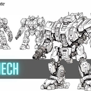 Mech XL, Unique Mech Reference Collection, Coloring Projects, Procreate ...