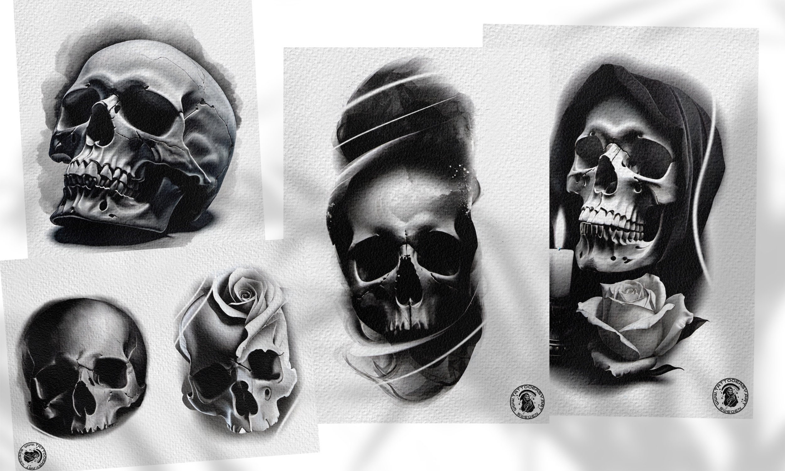 Procreate - Custom art, Skulls and Flowers, 60 stamps for Procreate ...