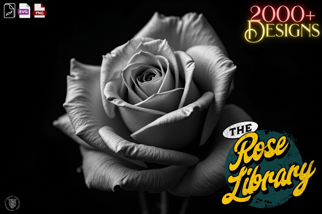 Rose Tattoo Flash References: Procreate Stamps, SVG, PNG (2000 ...