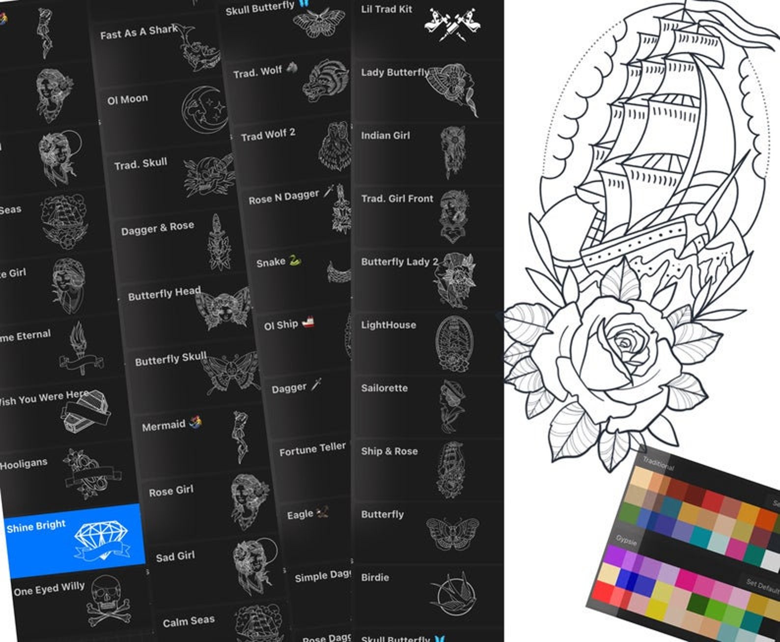 Procreate 2021 Traditional Tattoo Kit Designs Palettes - Etsy