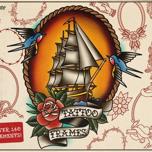 Procreate, Tattoo Frame Kit ~ 140+ Elements - Etsy
