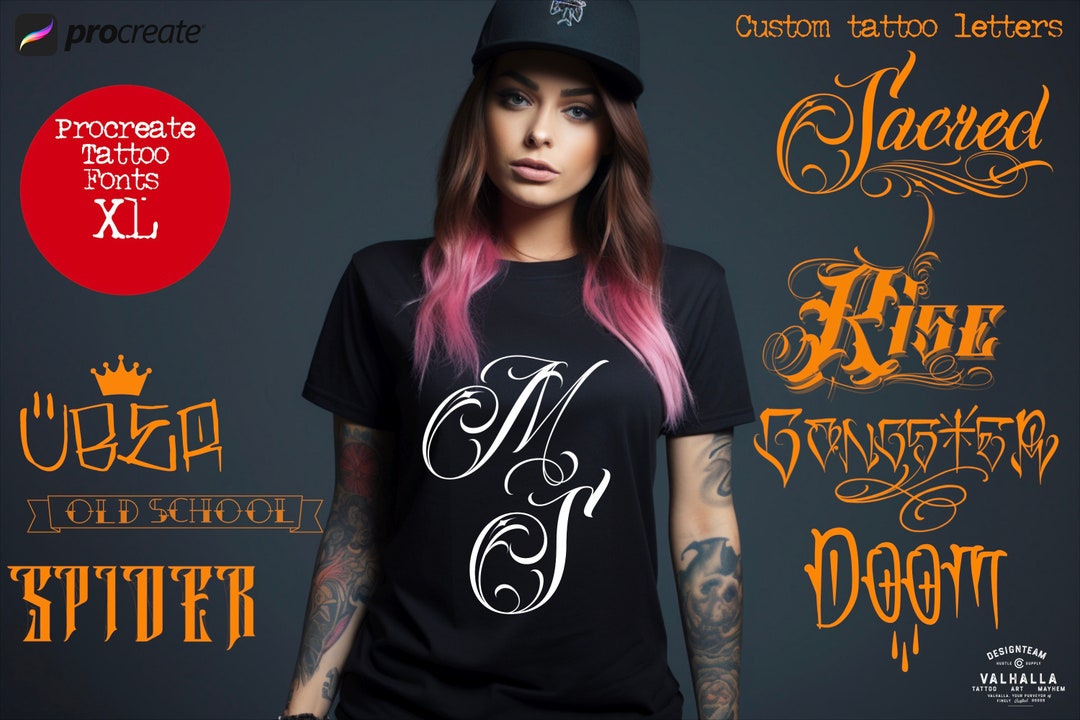 Tattoo Lettering XL 7 Custom Fonts for Procreate - Etsy