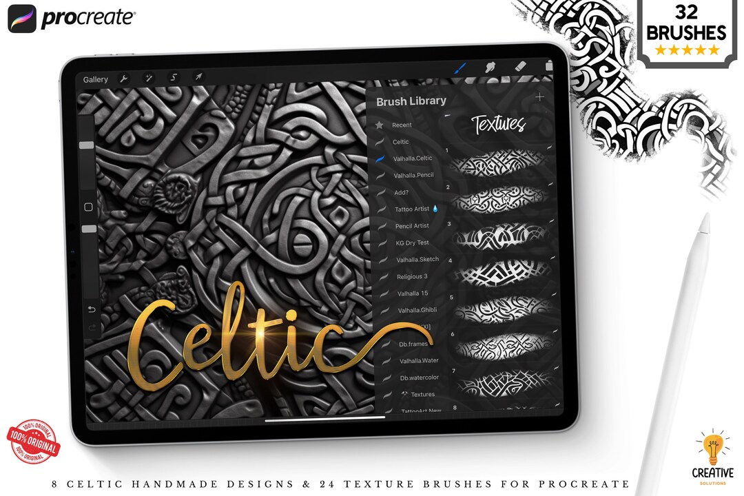 Procreate, Deco / Celtic Brushes Texturemania - Etsy