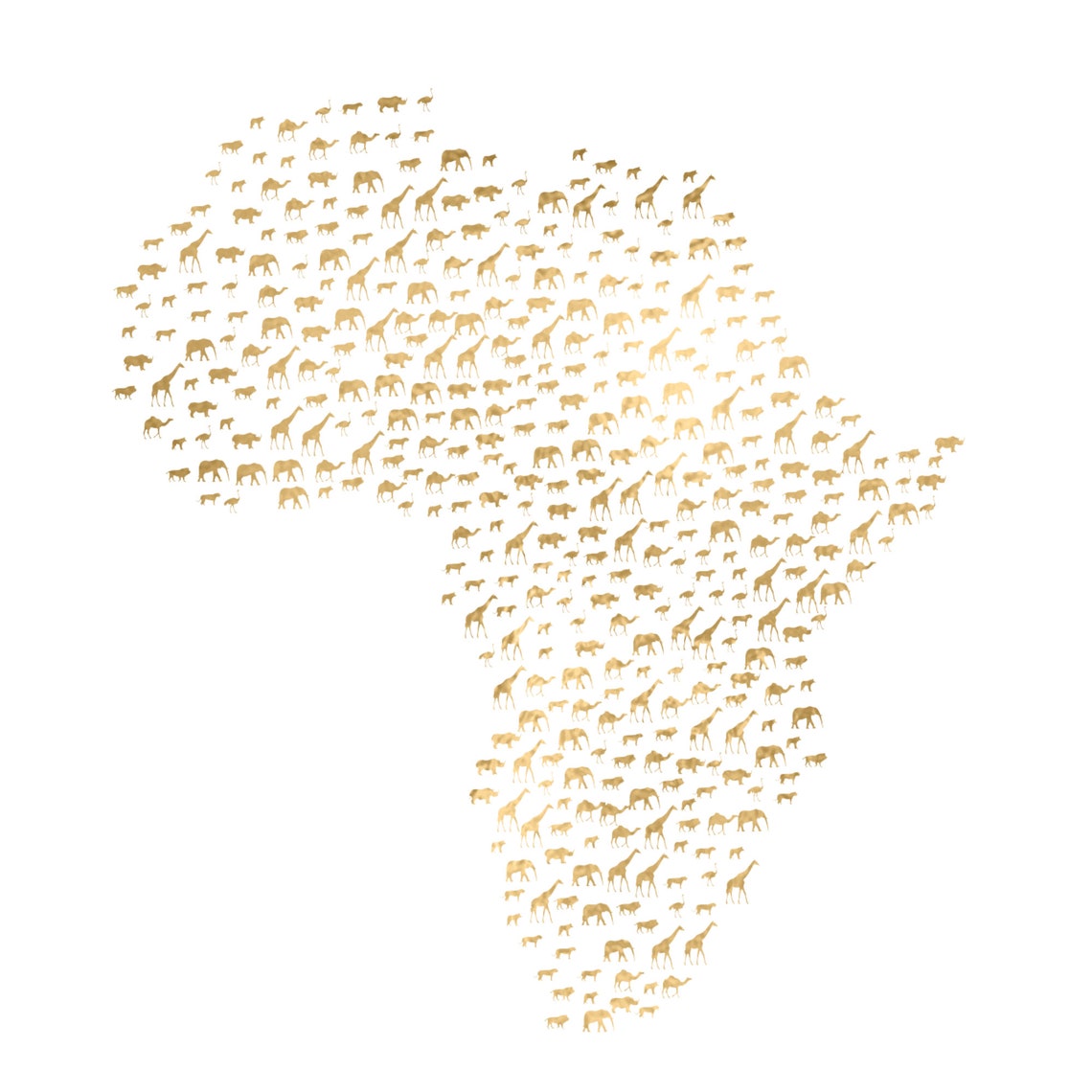 African Continent Silhouette Wall Art Green and Gold Office / Classroom ...