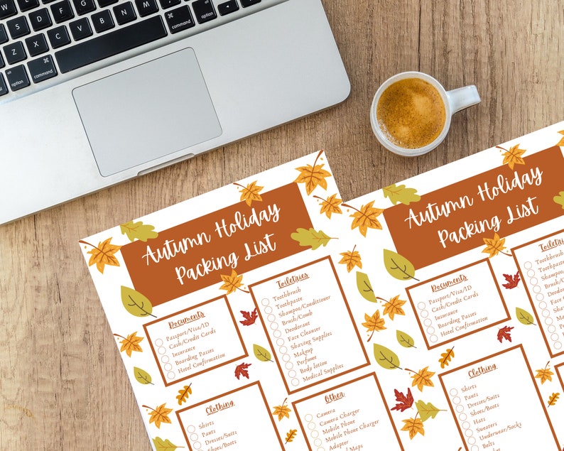 Printable Packing Checklist for Autumn Travel - Etsy