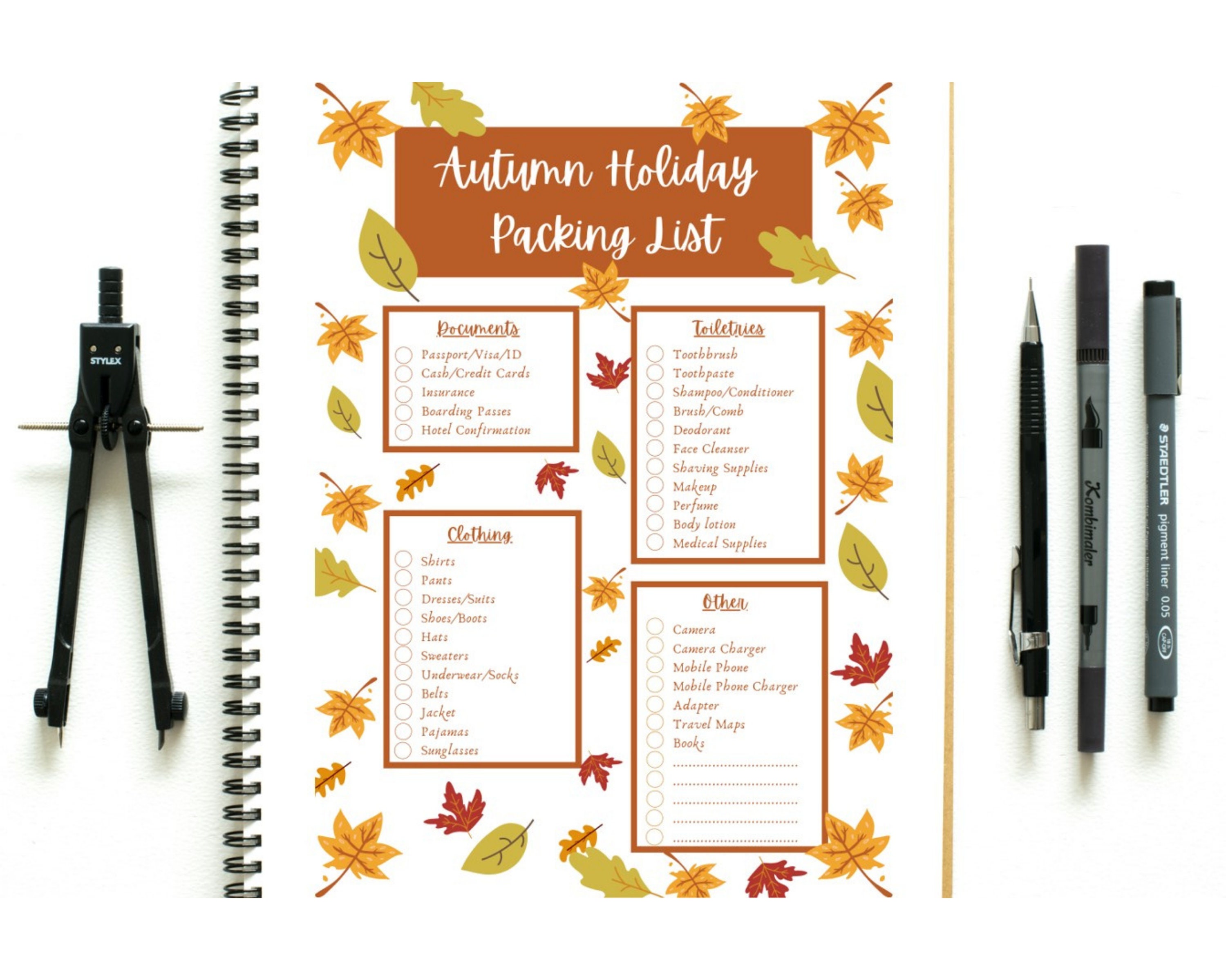 Printable Packing Checklist for Autumn Travel - Etsy UK