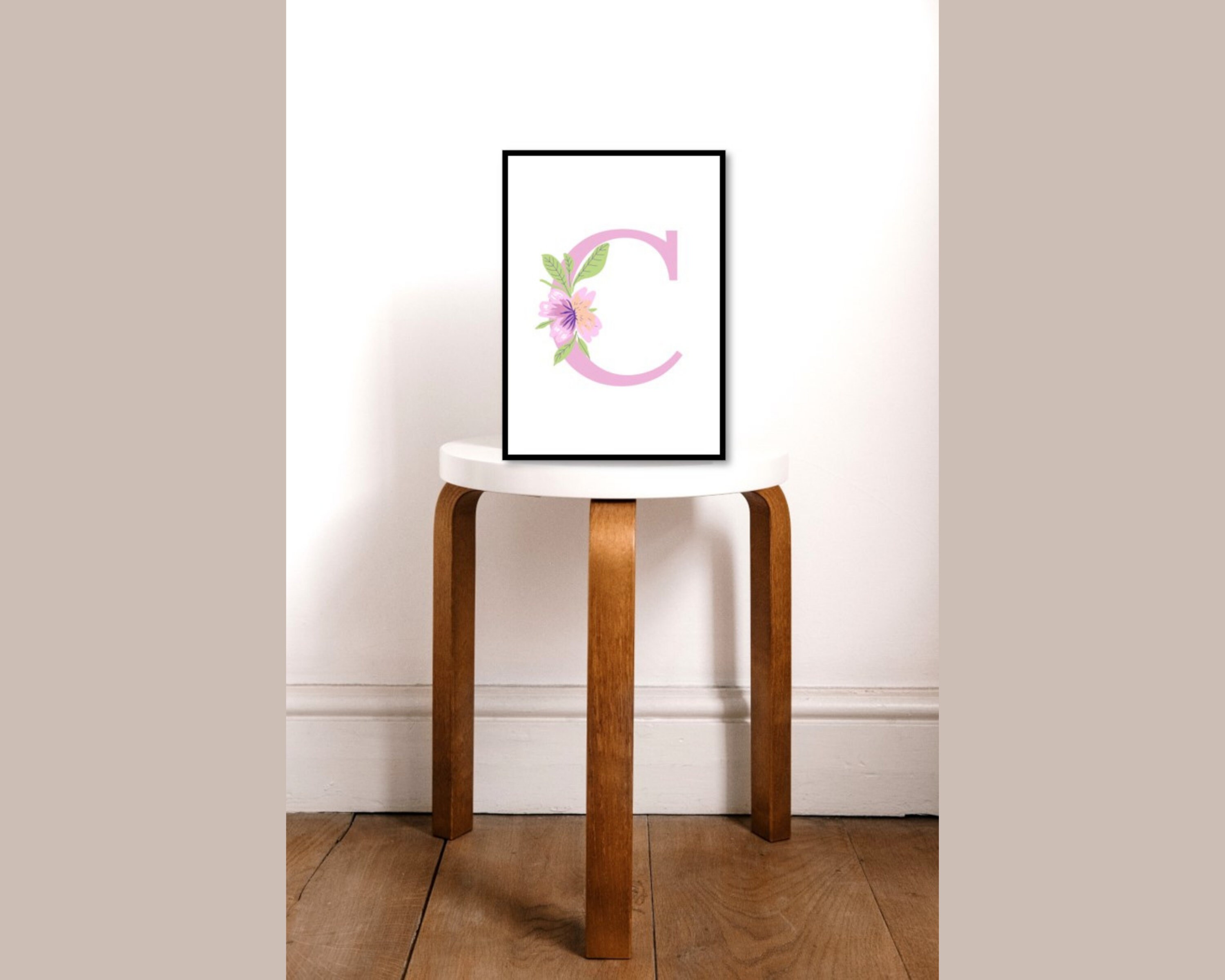 Printable Pink Flower Letter Wall Art - Etsy