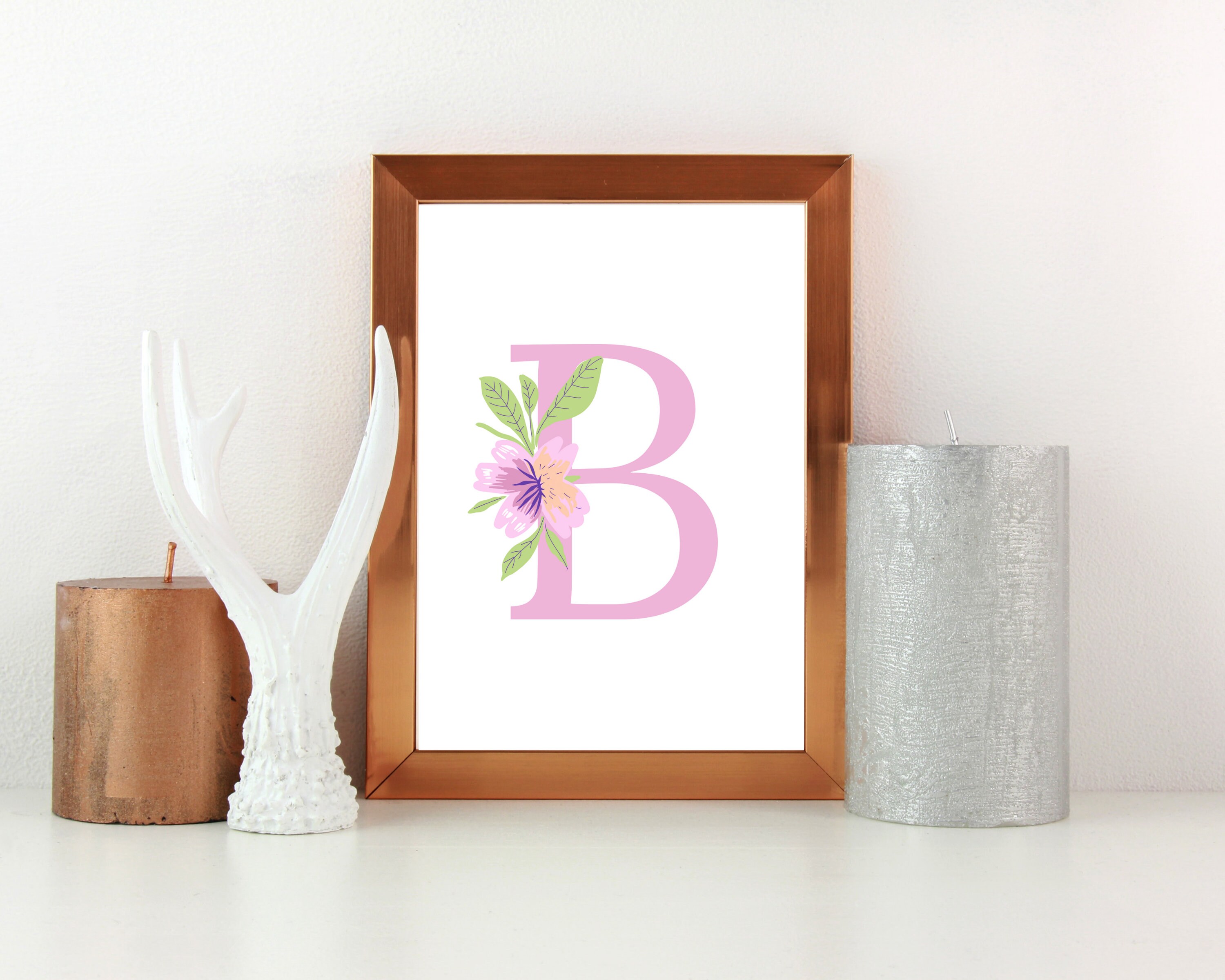 Printable Pink Flower Letter Wall Art - Etsy