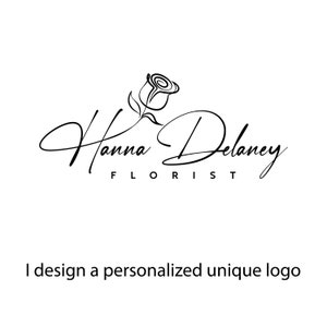 Handwritten Rose Logo Design, Flower Logo Design, Custom Florist Logo ...