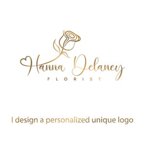 Handwritten Rose Logo Design, Flower Logo Design, Custom Florist Logo ...