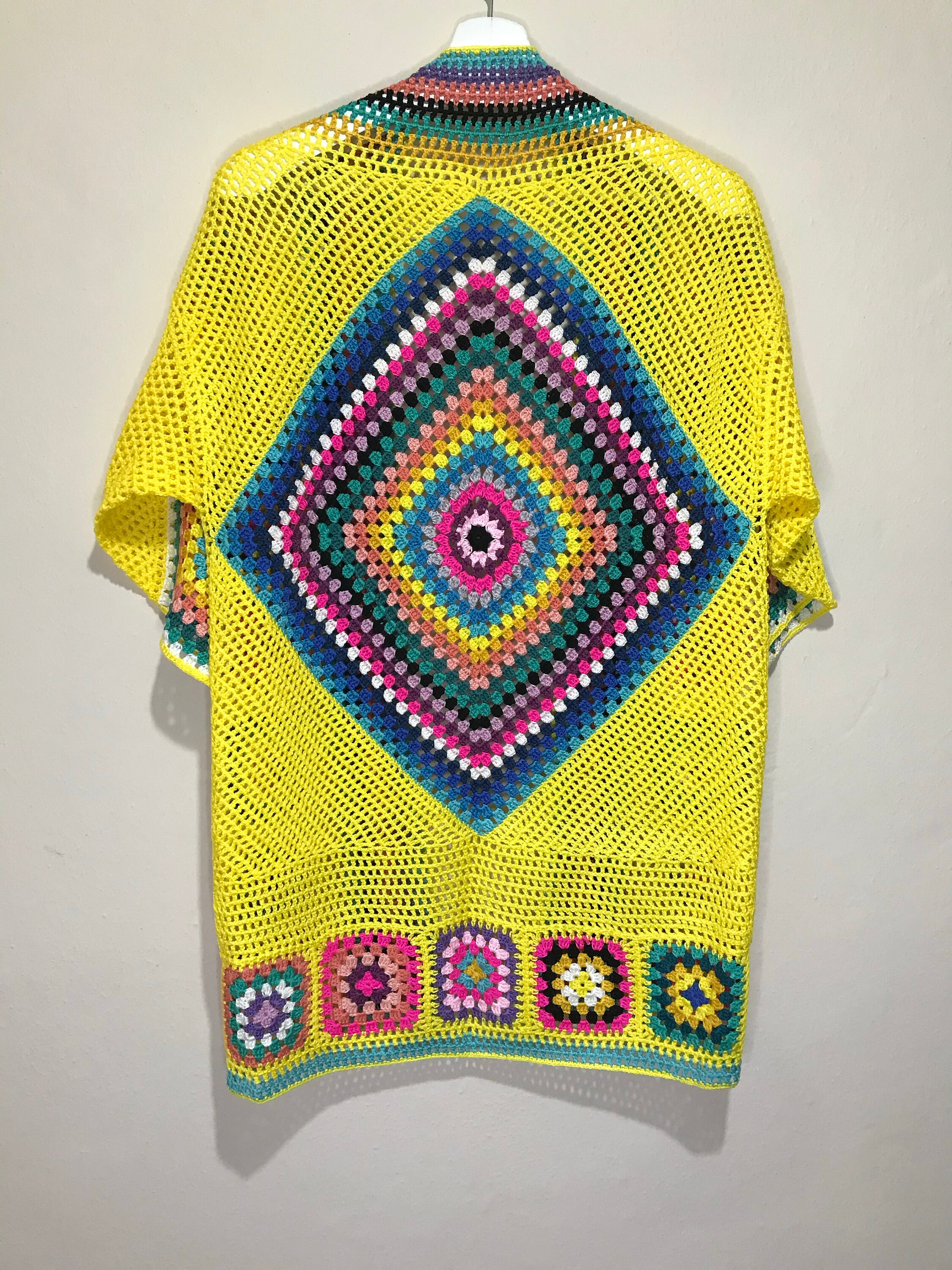 Cardigan Hand-knitted Embroidery Multi Color, Women Crochet Cardigan ...