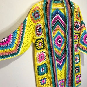 Cardigan Hand-knitted Embroidery Multi Color, Women Crochet Cardigan ...