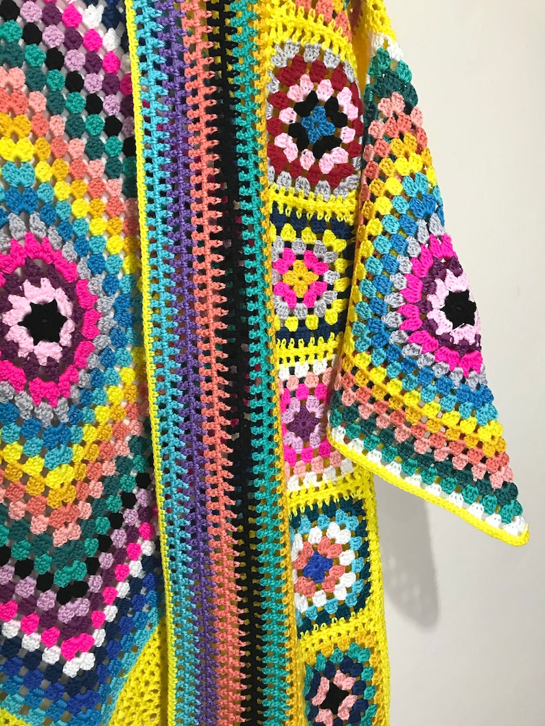 Cardigan Hand-knitted Embroidery Multi Color, Women Crochet Cardigan ...