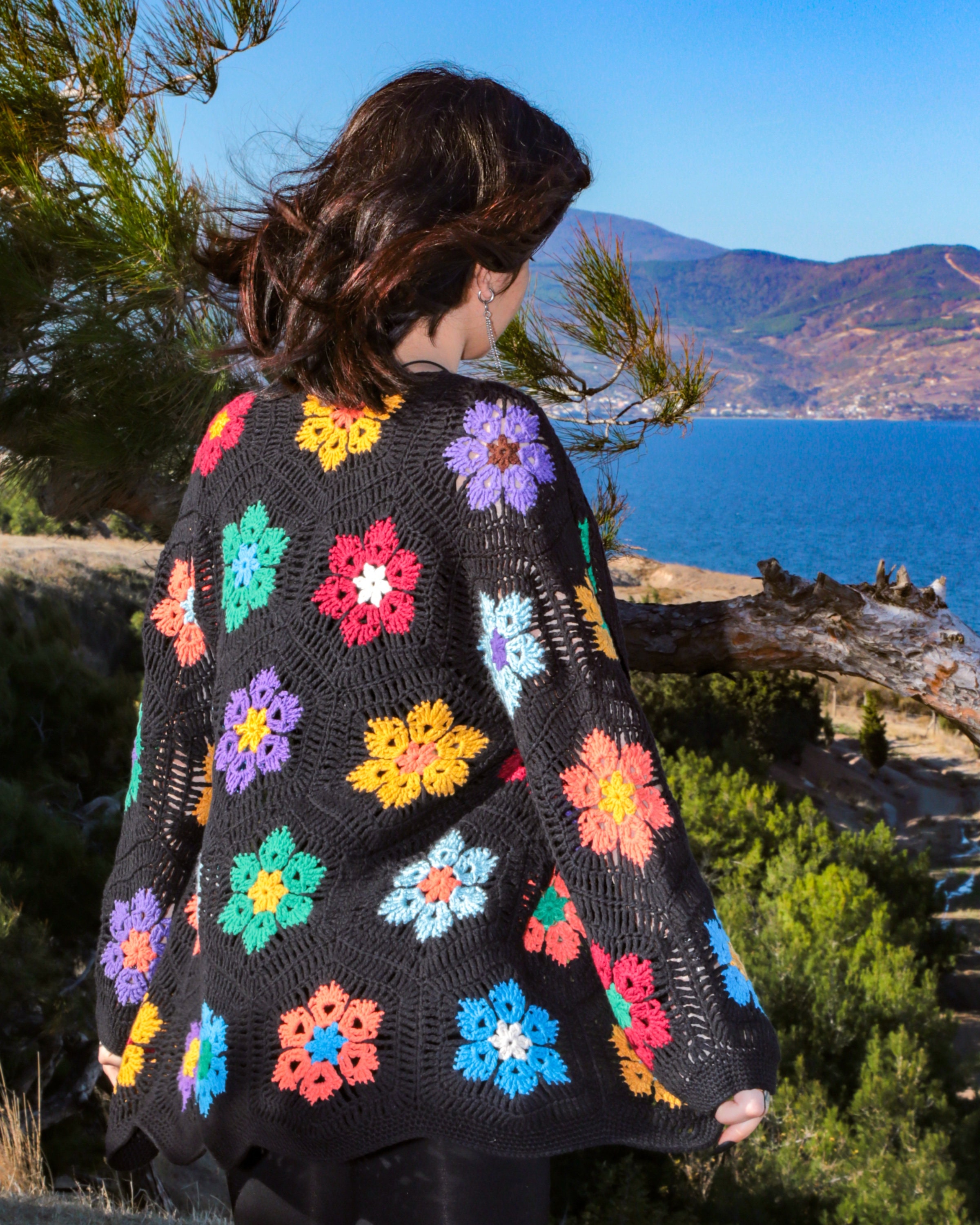 Crochet Flower Cardigan: Retro Floral Pattern, V Neck Sweater - Etsy