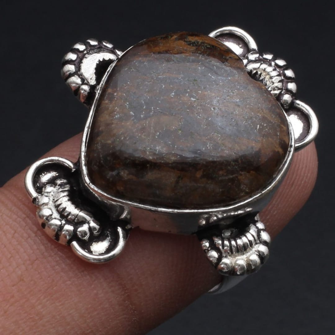 Bronzite Heart Gemstone Ring Antique Jewellery Gift for Girl Ring ...