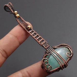Bio Chrysoprase Gemstone Pendant BANJO STYLE Pendant Copper - Etsy