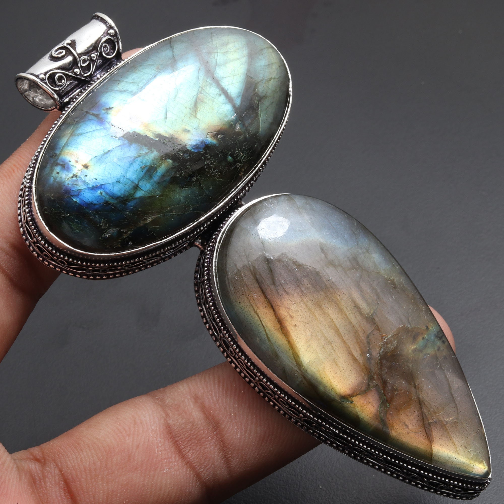 Labradorite Gemstone Jewelry Labradorite Vintage Style Pendant - Etsy