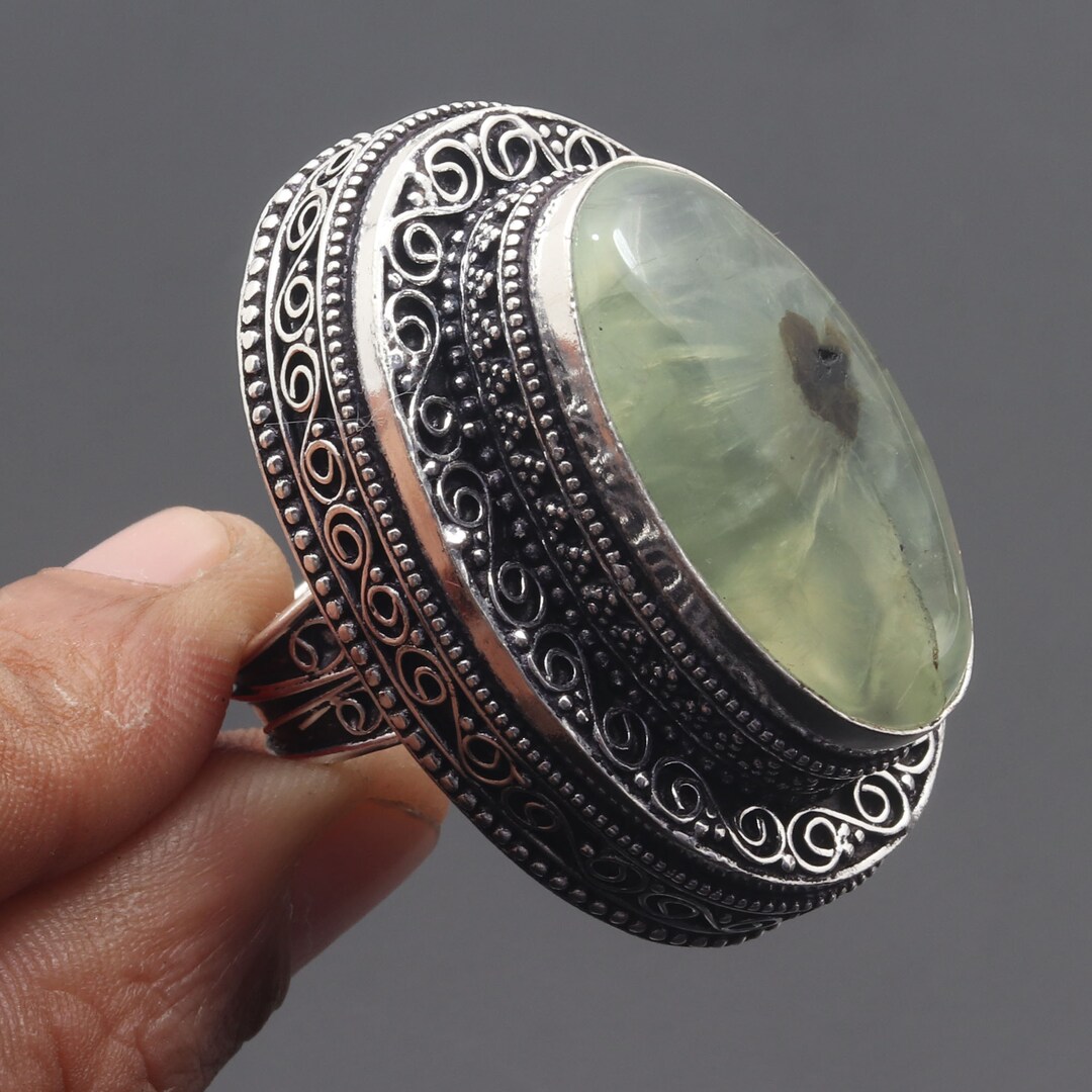 Sterling Silver Plated Moss Prehnite Gemstone Handmade Jewelry Vintage ...