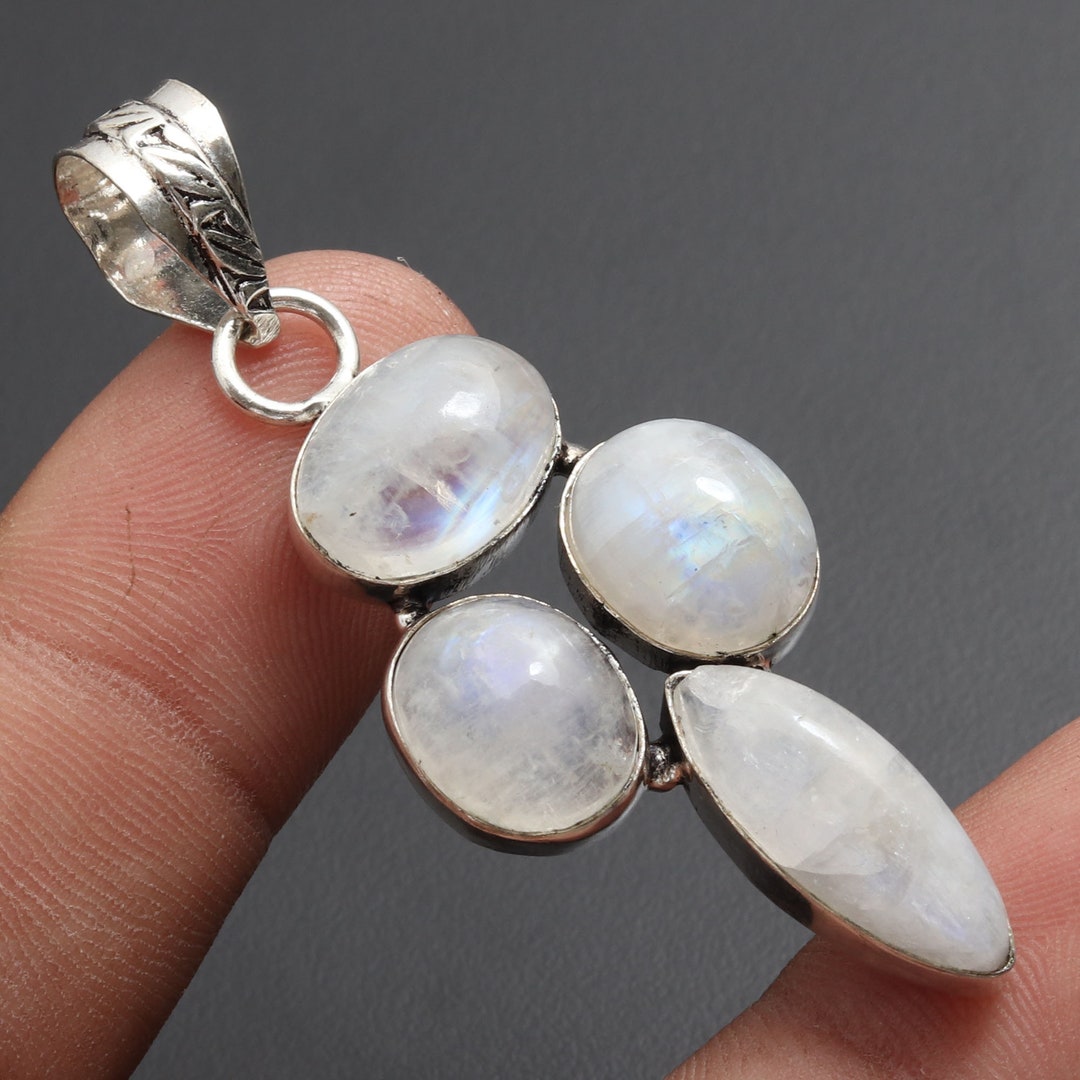 Natural Rainbow Moonstone Beautiful Gemstone, Pendant Jewelry, 925 ...