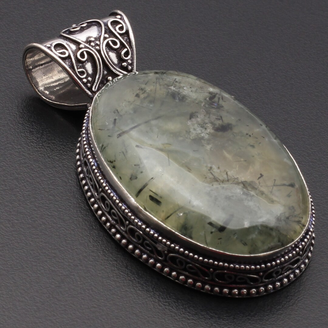 Moss Prehnite Pendant Woman Necklace Pendant Gemstone Vintage - Etsy UK