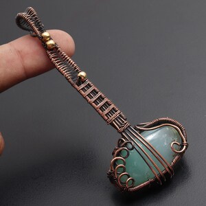 Bio Chrysoprase Gemstone Pendant BANJO STYLE Pendant Copper - Etsy