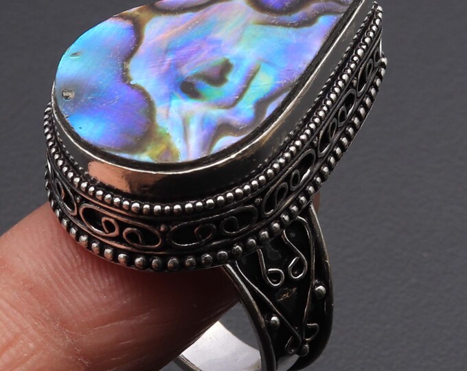 Abalone Shell Ring Jewellery Woman Style Gemstone Ring Vintage - Etsy