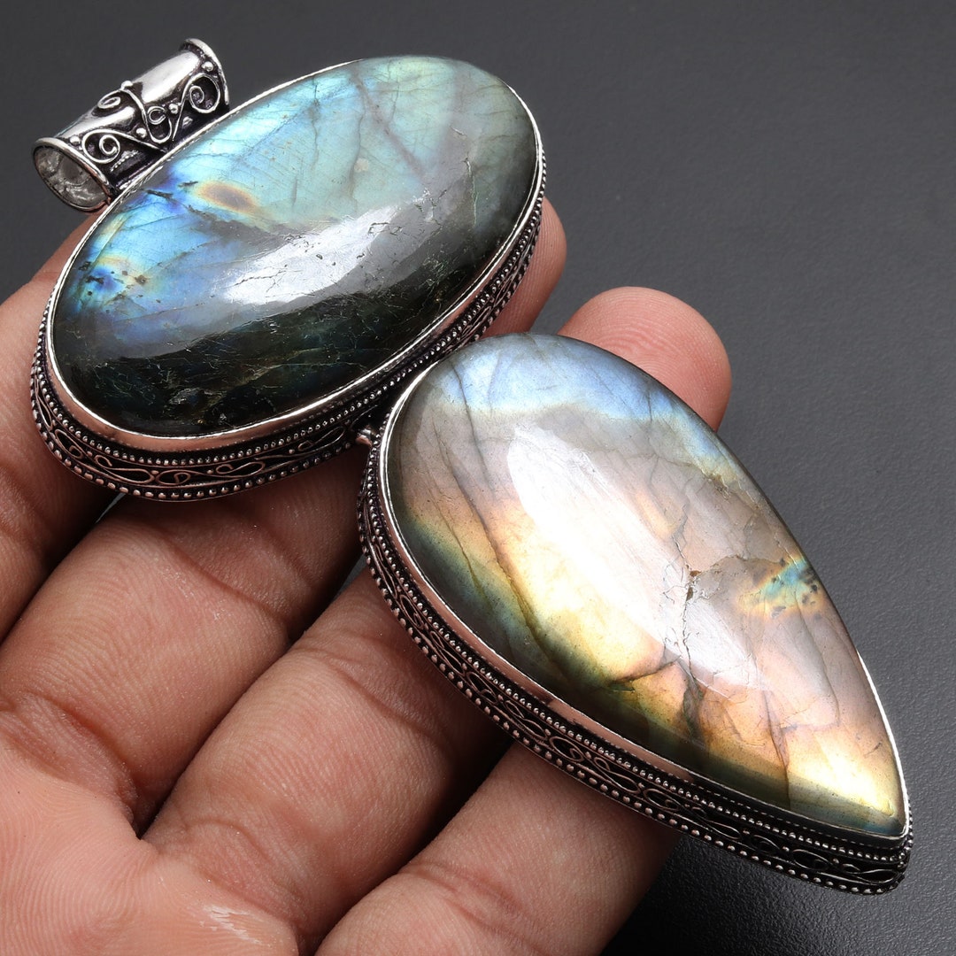 Labradorite Gemstone Jewelry Labradorite Vintage Style Pendant Faceting ...