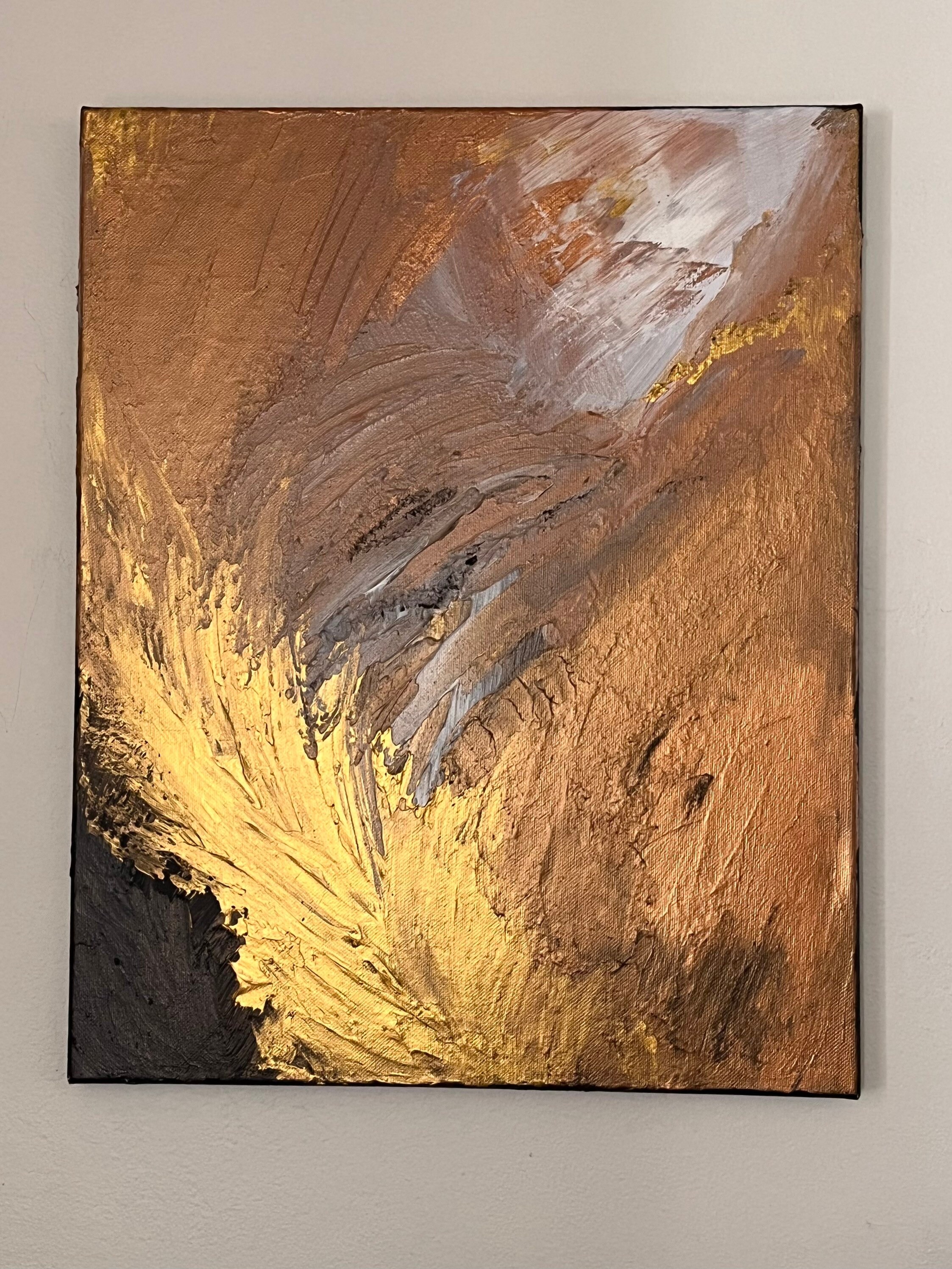 Metallic Gold & Copper Contemporary Wall Art. Original Acrylic Painting ...