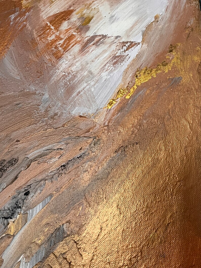 Metallic Gold & Copper Contemporary Wall Art. Original Acrylic Painting ...