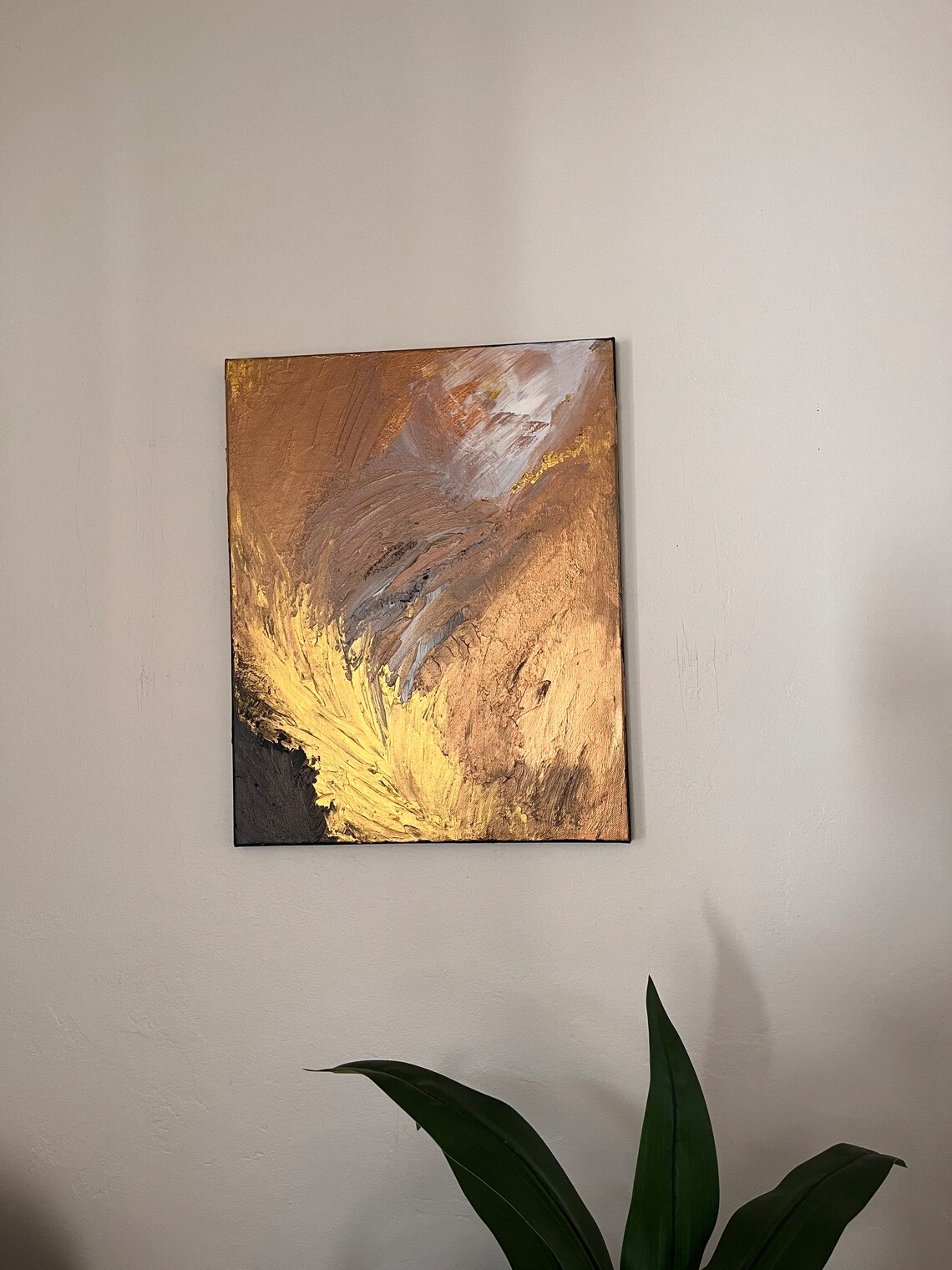 Metallic Gold & Copper Contemporary Wall Art. Original Acrylic Painting ...