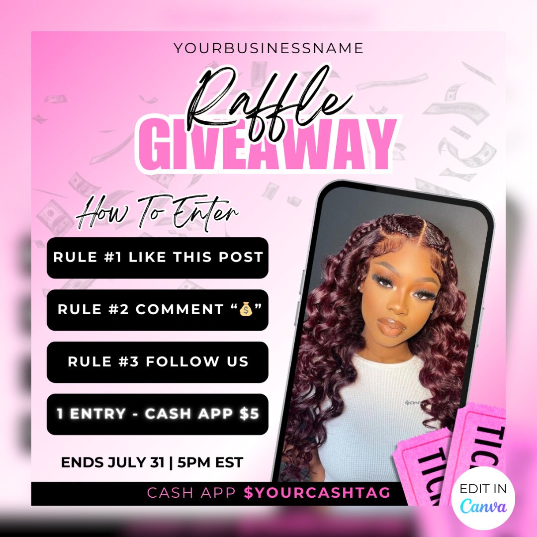 DIY Raffle Giveaway Flyer Template: Instagram Contest (canva Editable ...