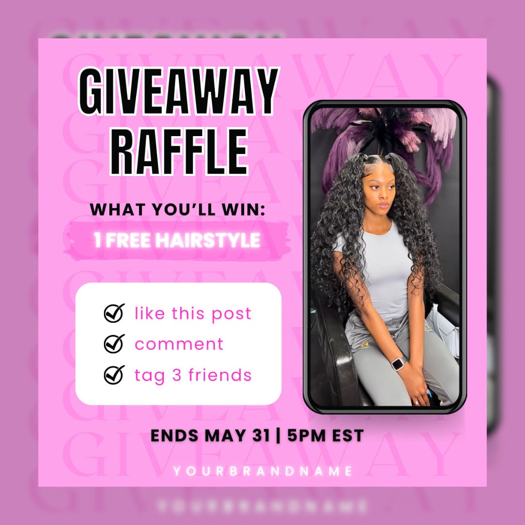 Raffle Giveaway Flyer Template, Canva Flyer Template, Beauty Business ...