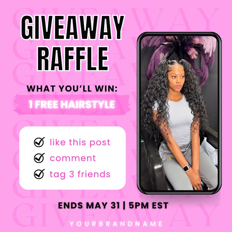Raffle Giveaway Flyer Template, Canva Flyer Template, Beauty Business ...