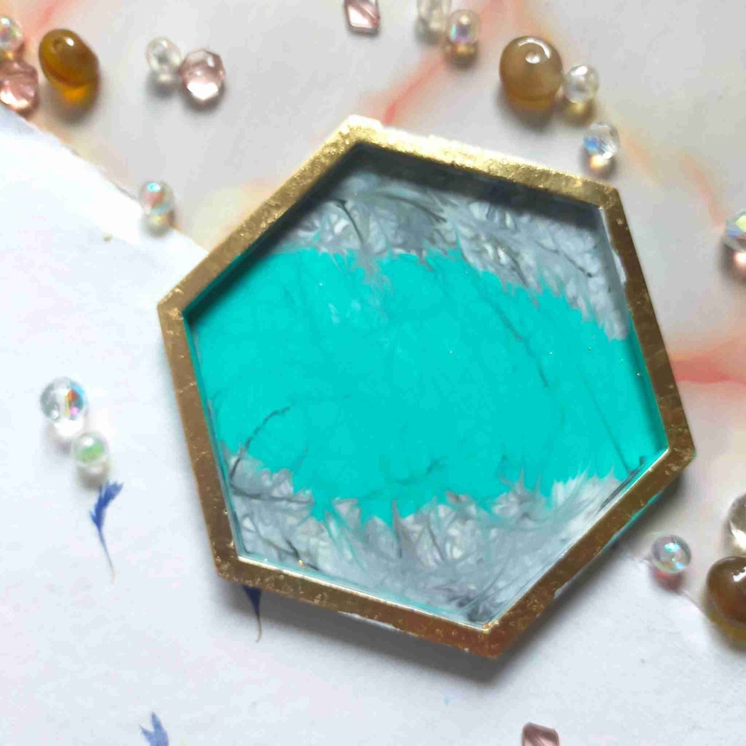Made to Order "flint" Jesmonite Jade Colour Block, Marble & Gold Leaf ...