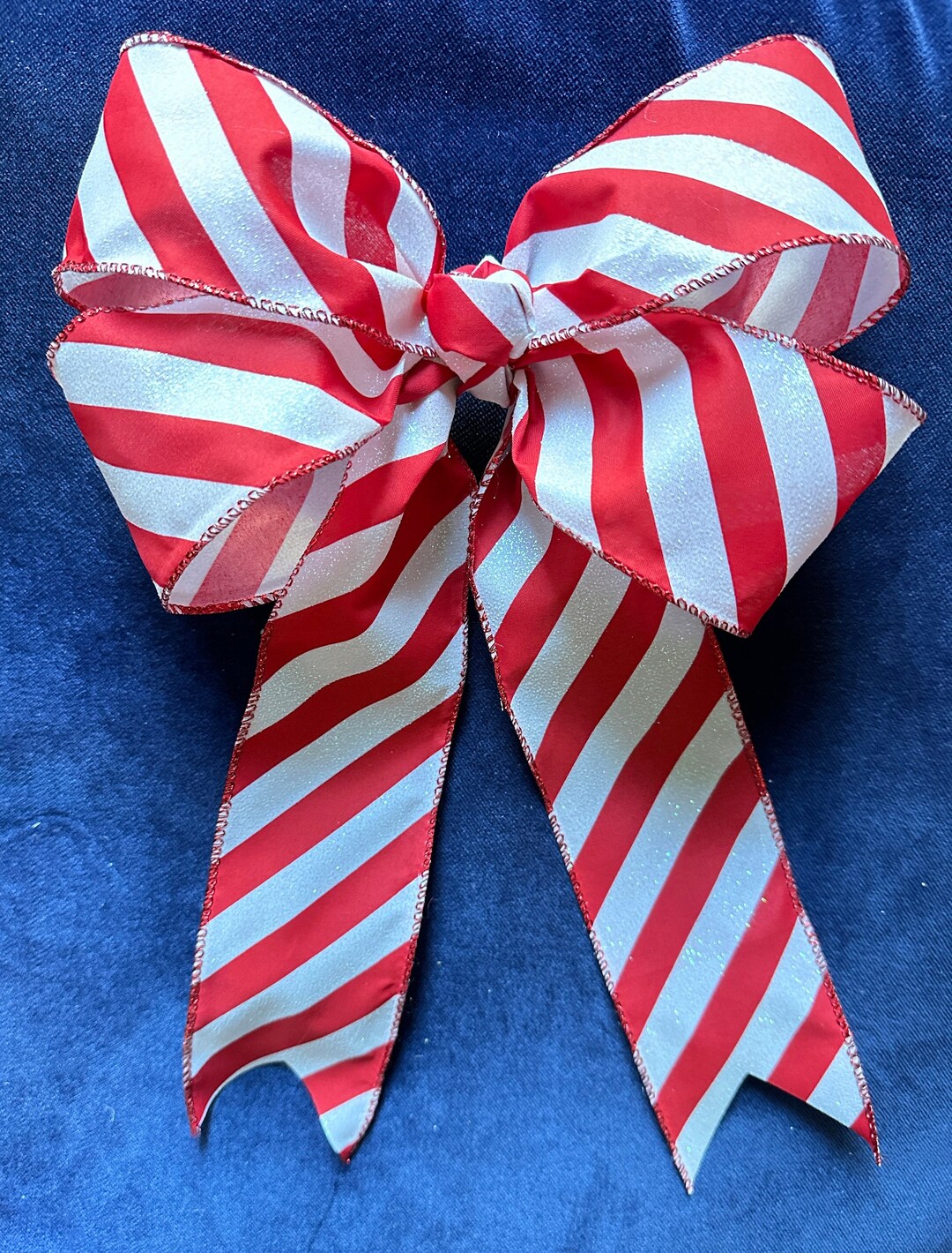 Add-on Bow to Gifts Wreaths Trees Glitter Red and White Candy Cane ...