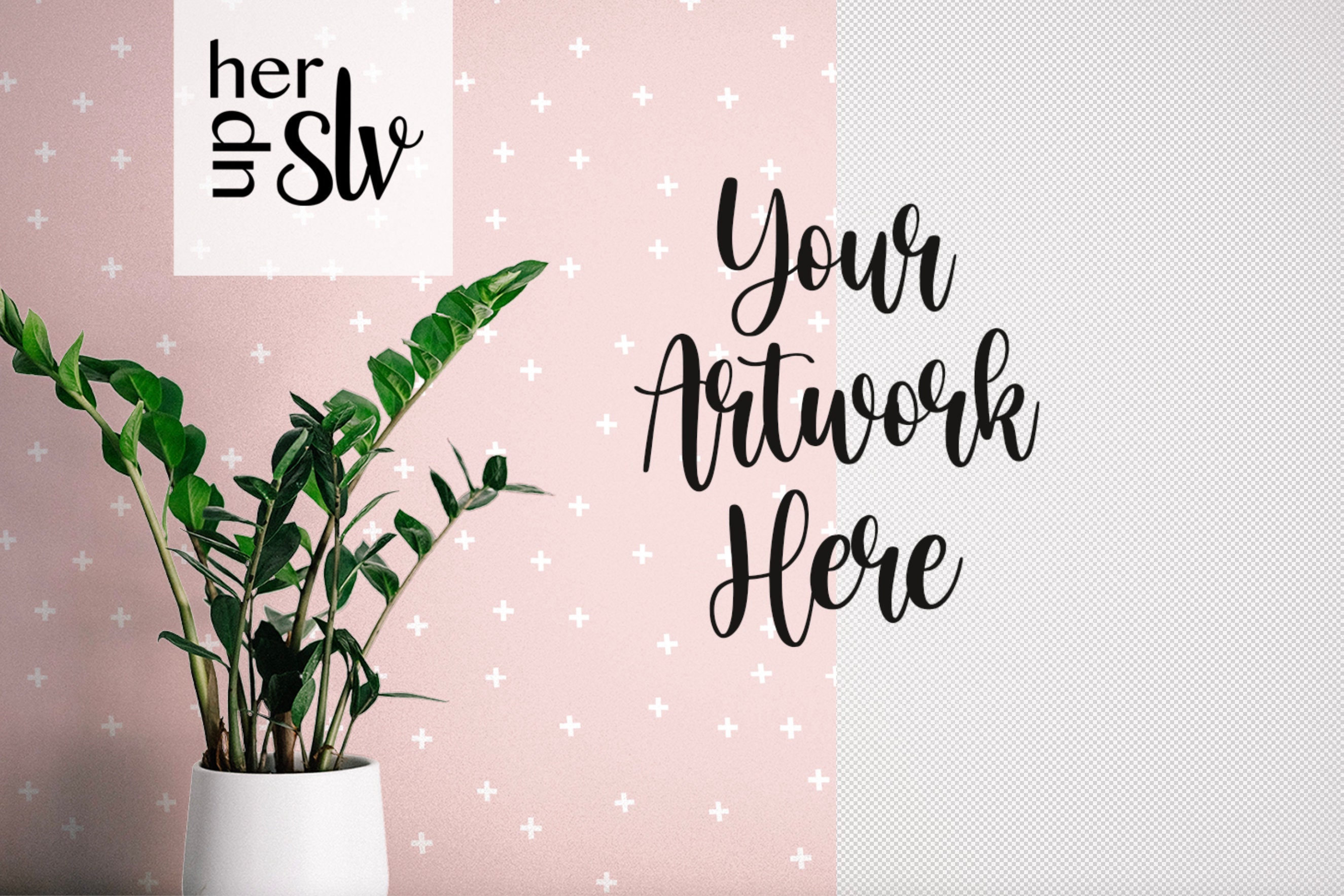 Simple Wallpaper Mockup Template With Plant Photoshop Wallpaper Mockup ...