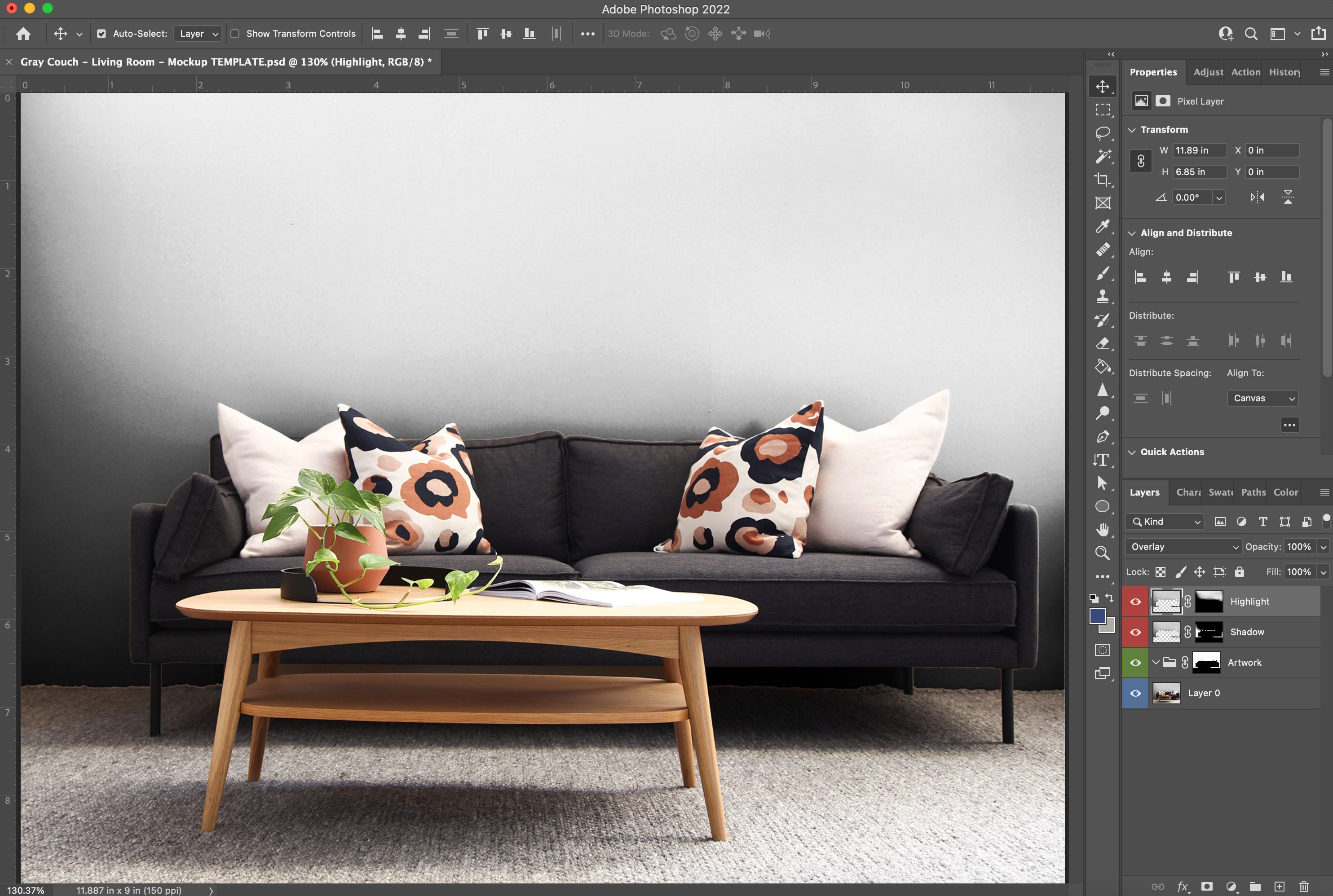 Couch Wallpaper Mockup Template - Photoshop Wallpaper Mockup - Photopea ...