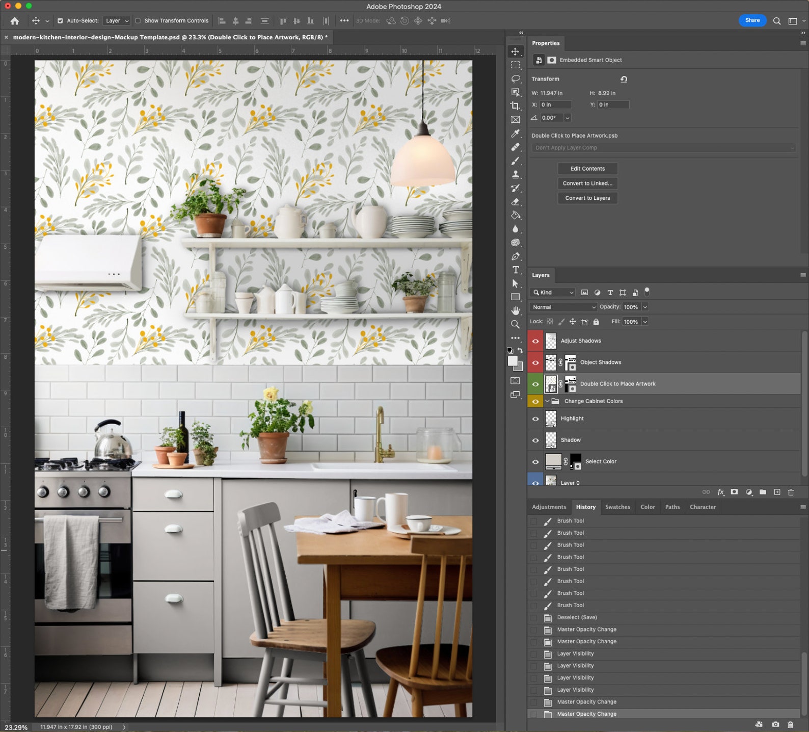 Kitchen Wallpaper Mockup Template PSD - Kitchen Wall Mockup Photoshop ...